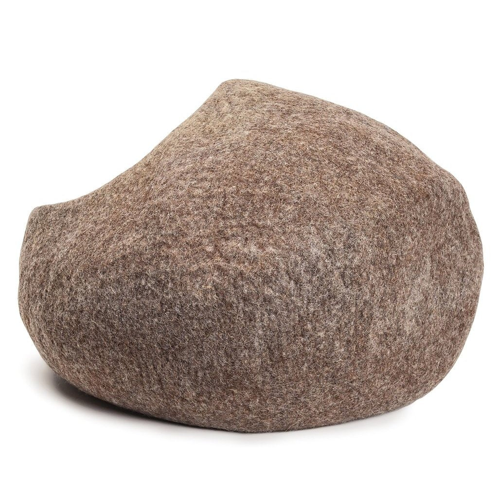 Handmade, 100% Wool, Pebble Brown Cat Cave Bed - TwinCritters